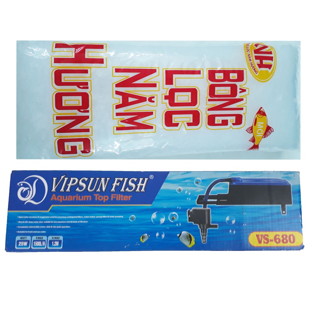 Máy Bơm Lọc Nước Hồ Cá VS-680 & Bông Lọc - Bộ Bơm Lọc Nước Bể Cá Vipsun [VS680] | Shopee Việt Nam