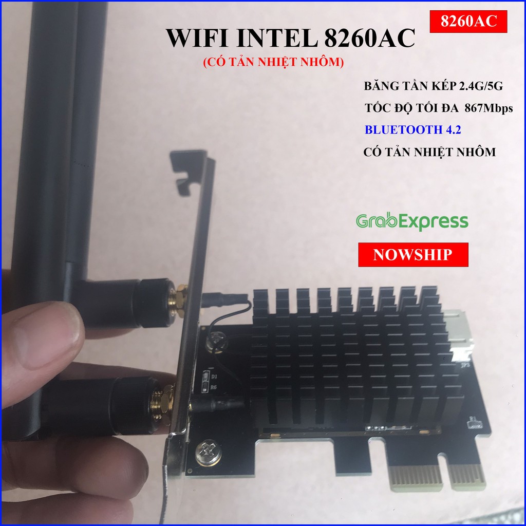 Card thu wifi Intel Wireless AC 8260, băng tần kép 2.4g và 5g 867Mbps ...
