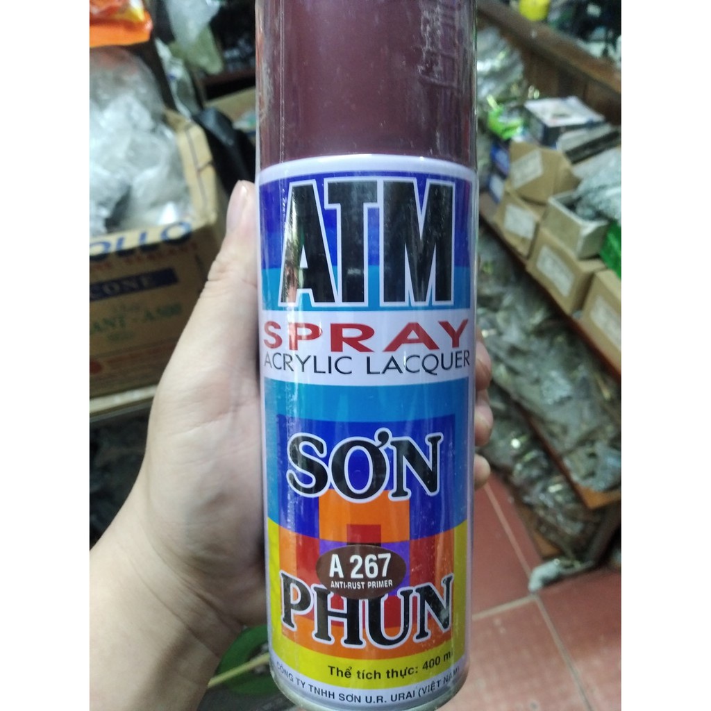 Sơn xịt ATM A267 sơn lót chống rỉ nâu đỏ | Shopee Việt Nam