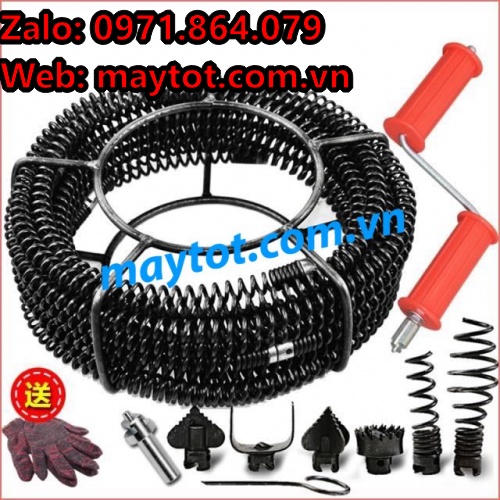 Dây lò xo thông tắc cống phi 16 dùng tay quay (gồm cuộn dây lò xo phi ...