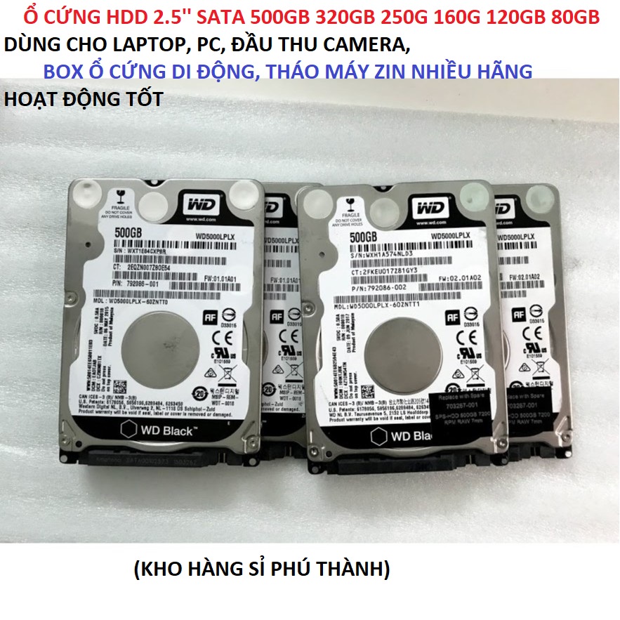 Ổ cứng HDD 500GB 320G 250G 160G 120G 80G SATA III 2.5'' Hoạt động tốt dùng cho LAPTOP, PC nhiều ...