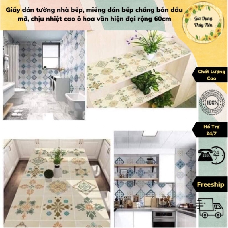 Cuộn giấy dán bếp cách nhiệt, miếng decal dán tường nhà bếp chống thấm ...