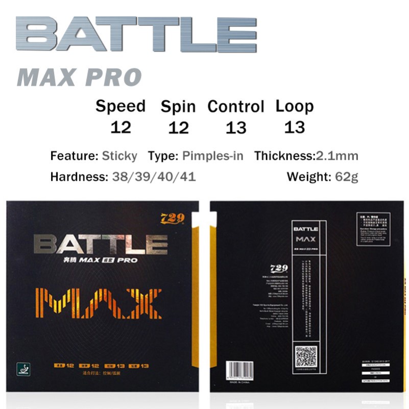 Vợt Bóng Bàn Chuyên Nghiệp 729 Battle 2 Battle Max Pro Bằng Cao Su Có ...