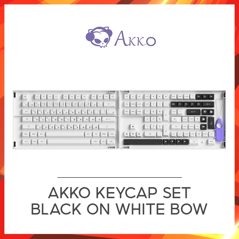 AKKO Keycap set – Black on White BoW (PBT Double-Shot/ASA profile/158 ...