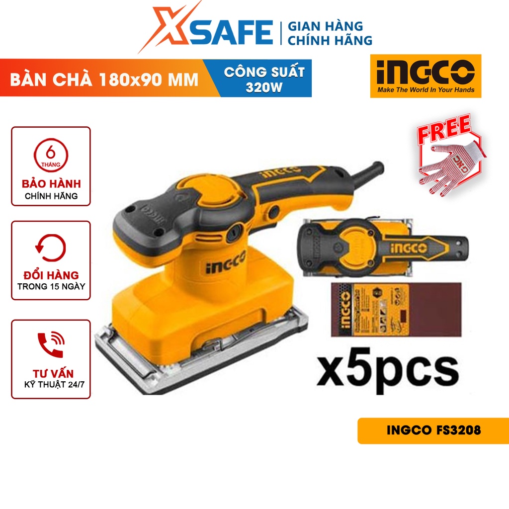 Máy chà nhám cao cấp INGCO FS3208 320W kèm 5 miếng giấy nhám Máy chà ...