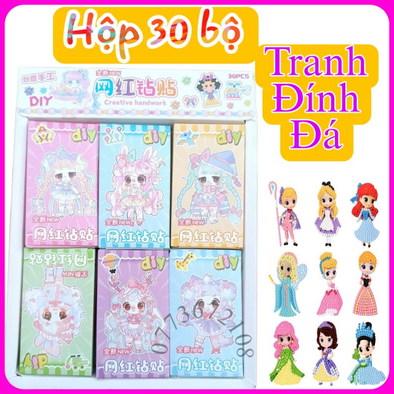 Hộp 30 bộ sticker tranh đính đá mini ticker trang trí, đồ chơi handmade ...