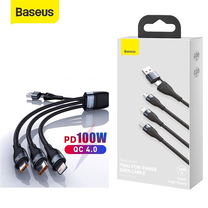 Cáp sạc nhanh 3 đầu Baseus Flash Series 3in1 Plus (USB+ Type C to ...