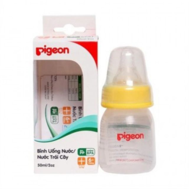 Combo Pigeon: Bình Uống Nước Và Nước Trái Cây (50ml) + Núm Vú Siêu Mềm ...