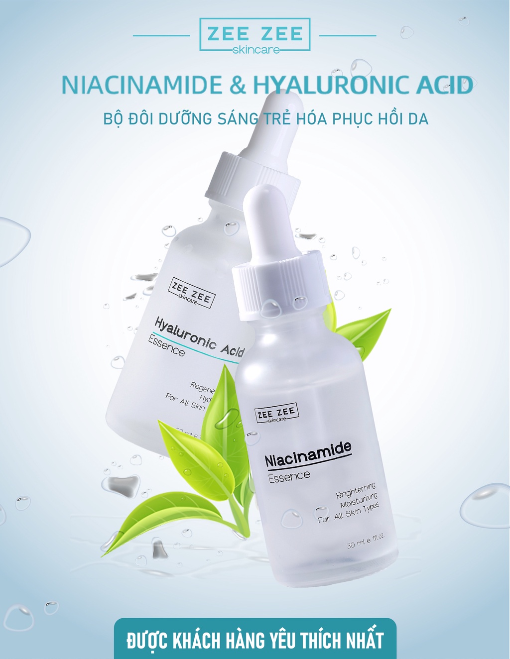 Bộ đôi dưỡng sáng trẻ hóa phục hồi da Niacinamide & Hyaluronic Acid ...