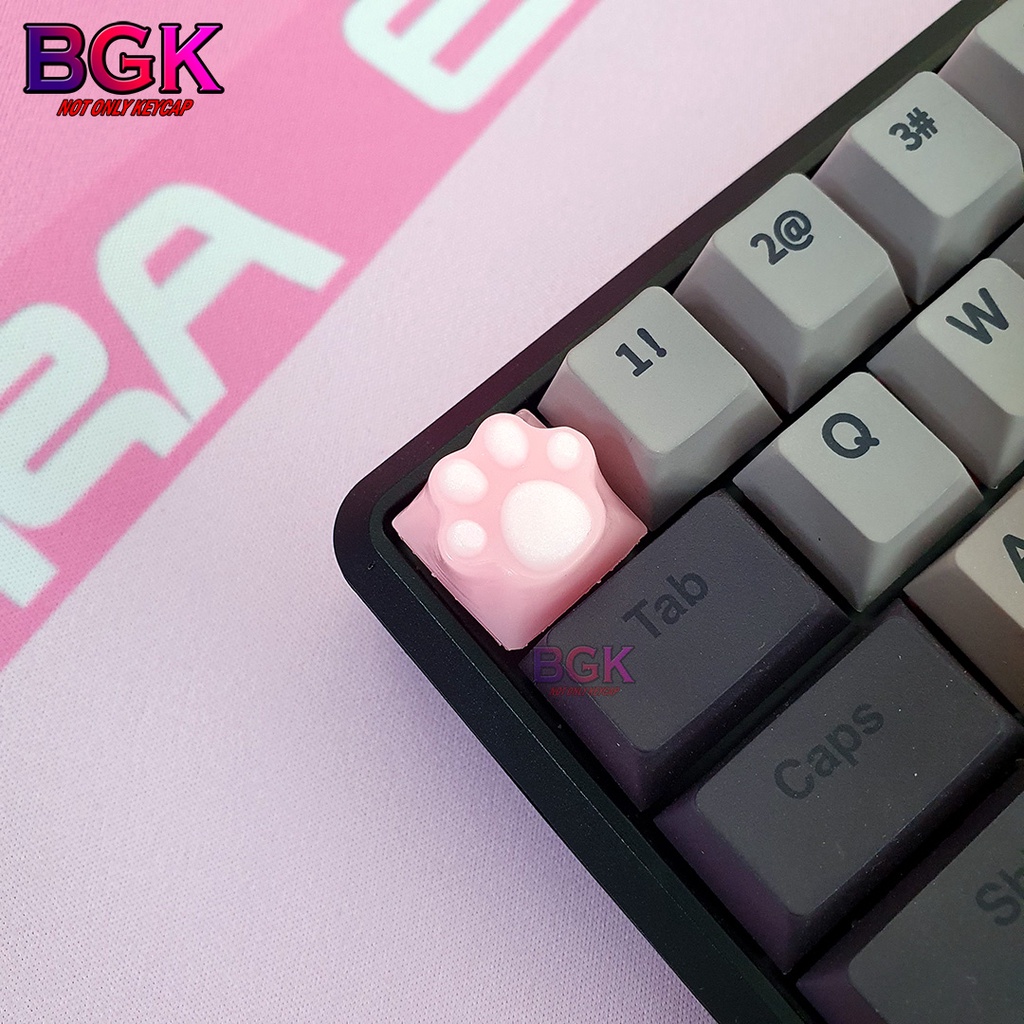 Keycap Lẻ Artisan Dấu Chân Mèo dễ thương màu Hồng Trắng ( cast resin ...