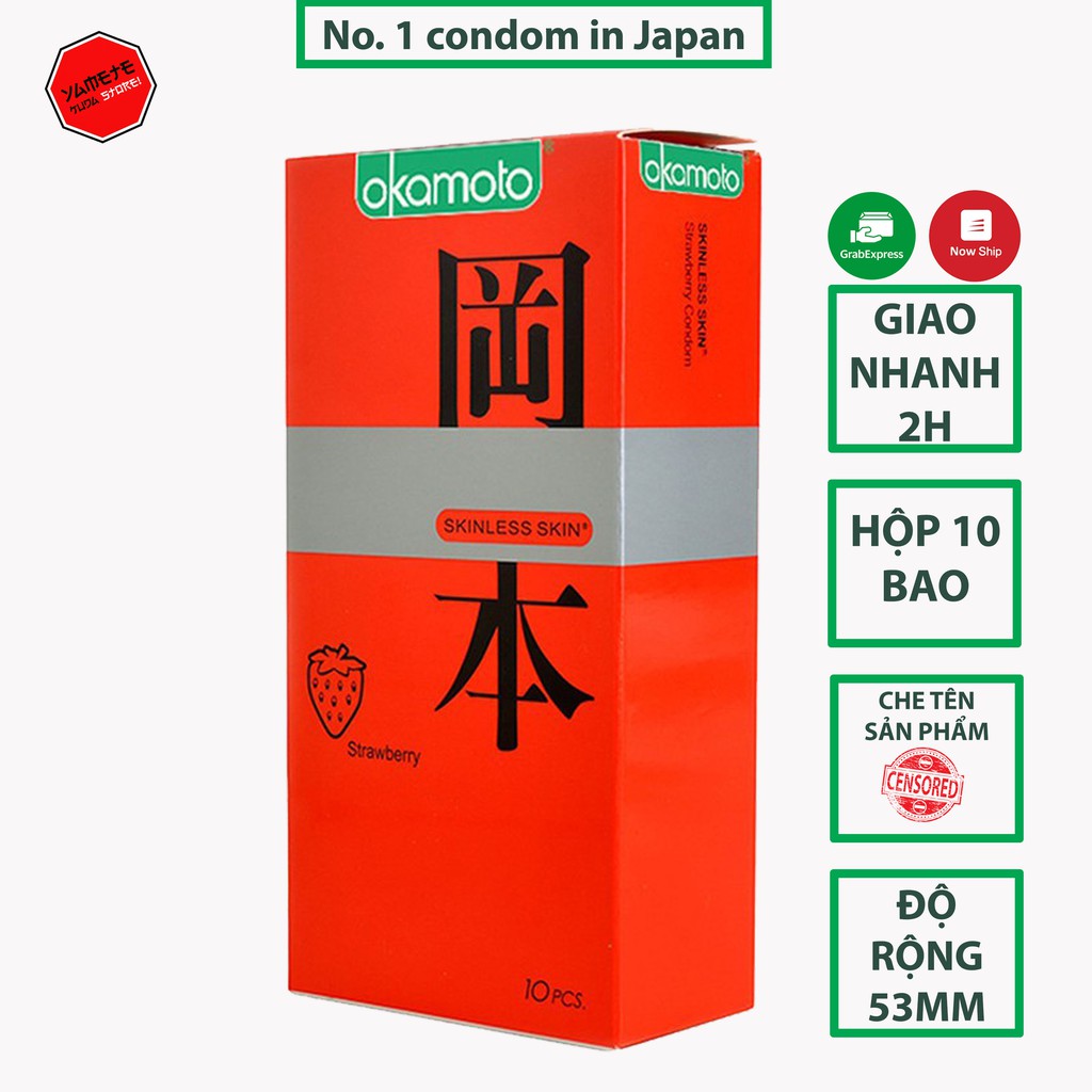 🔥CHÍNH HÃNG 100%🔥 Bao Cao Su Okamoto Skinless Skin Strawberry Hương Dâu ...