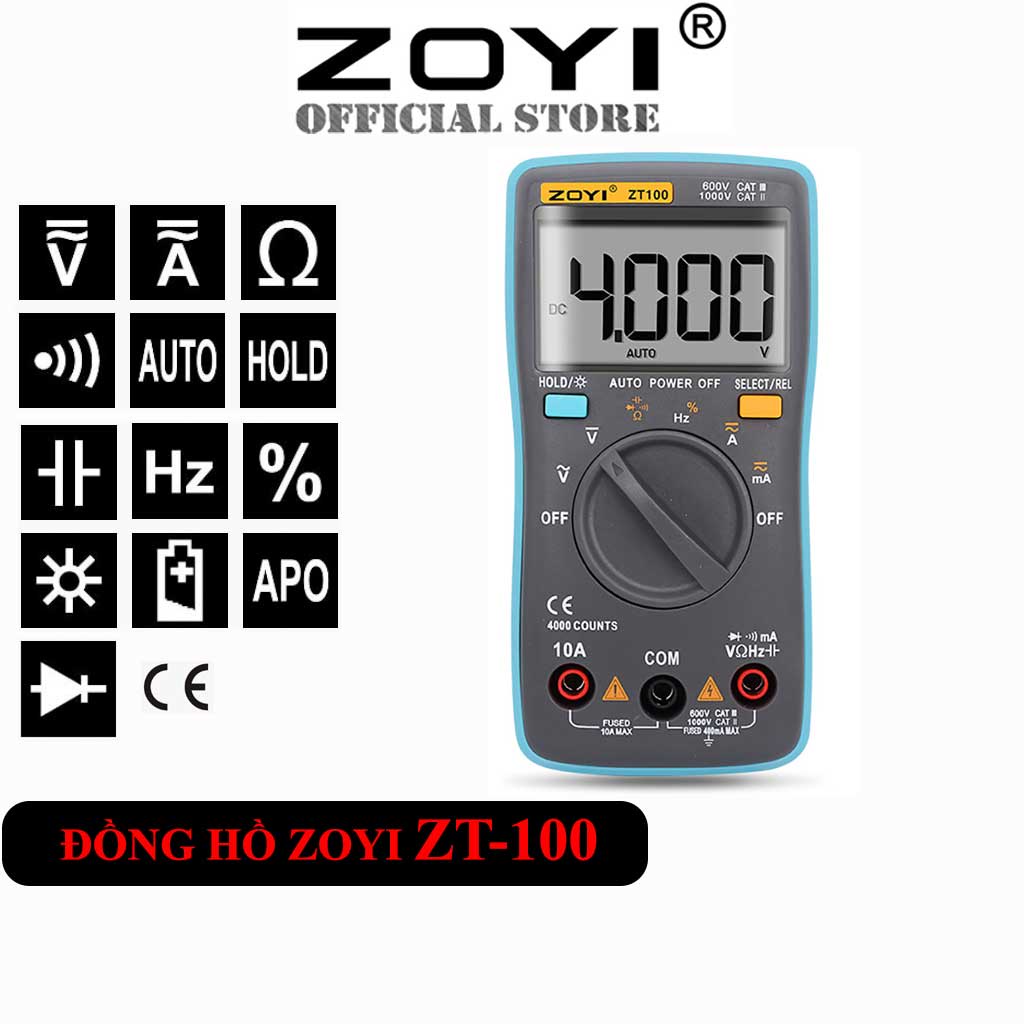 Đồng Hồ Vạn Năng Zoyi ZT-100 Đo Điện Kỹ Thuật Số Thiết Kế Nhỏ Gọn, Màn ...