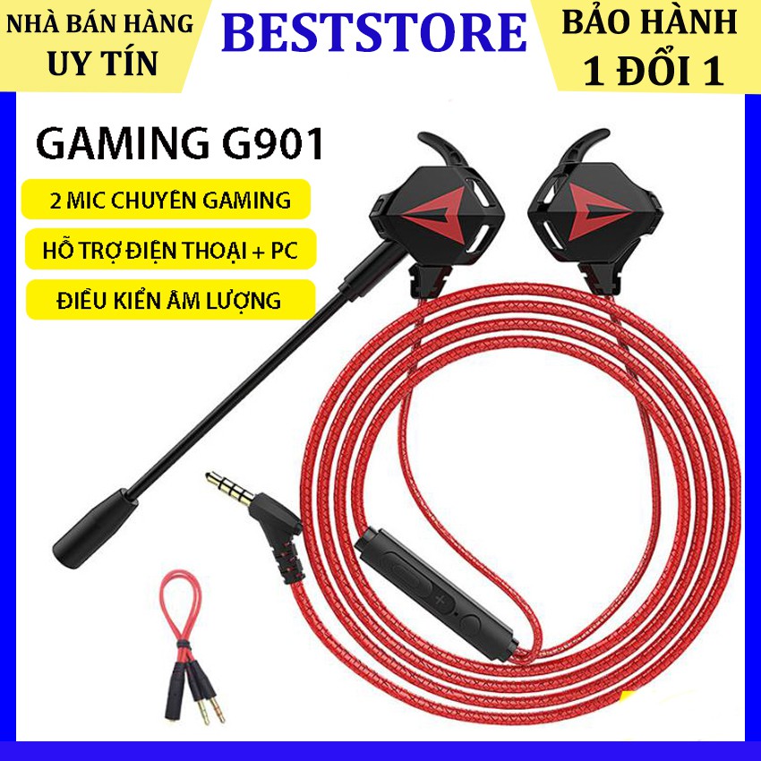 Tai nghe gaming có dây G901 chơi game PUPG mic kép hỗ trợ PC và điện ...