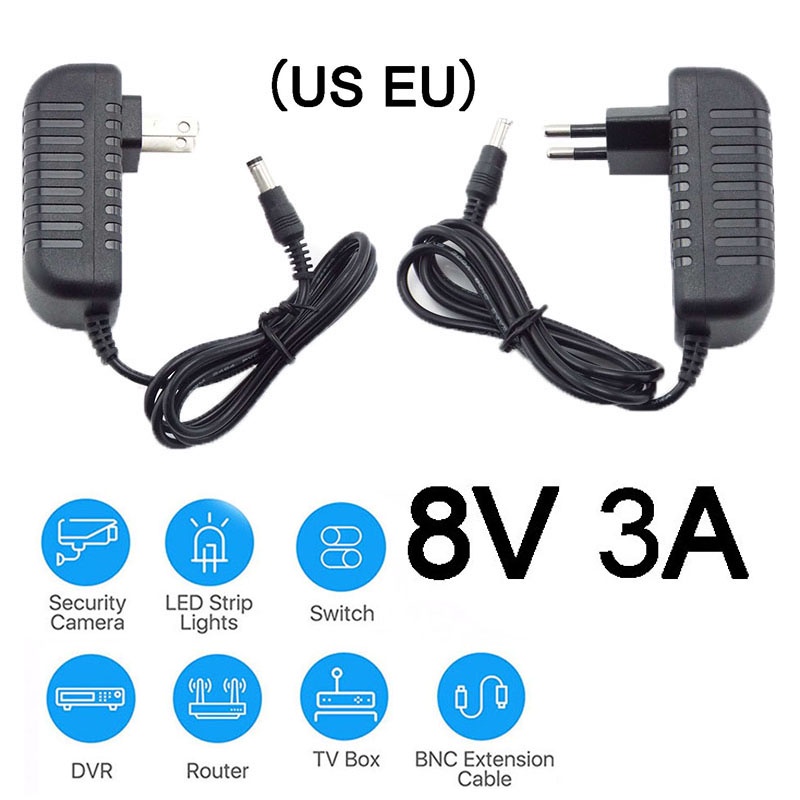 Led Biến Áp Sạc 8V 3A 3000Ma Nguồn Điện AC DC Adapter Bộ Sạc 100-240V ...