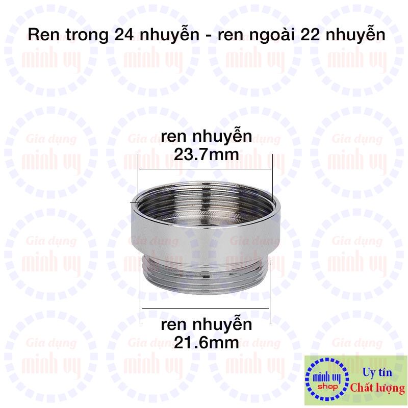 Đầu chuyển đổi vòi nước Ren ngoài Trong 22/Ngoai 24 sang ren ngoài 22/ ...
