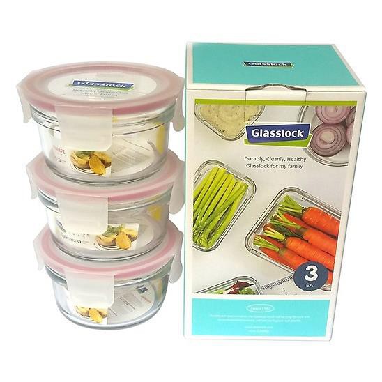 Bộ 3 hộp thủy tinh tròn đựng thức ăn GLASSLOCK 350ml GL1625 | Shopee ...