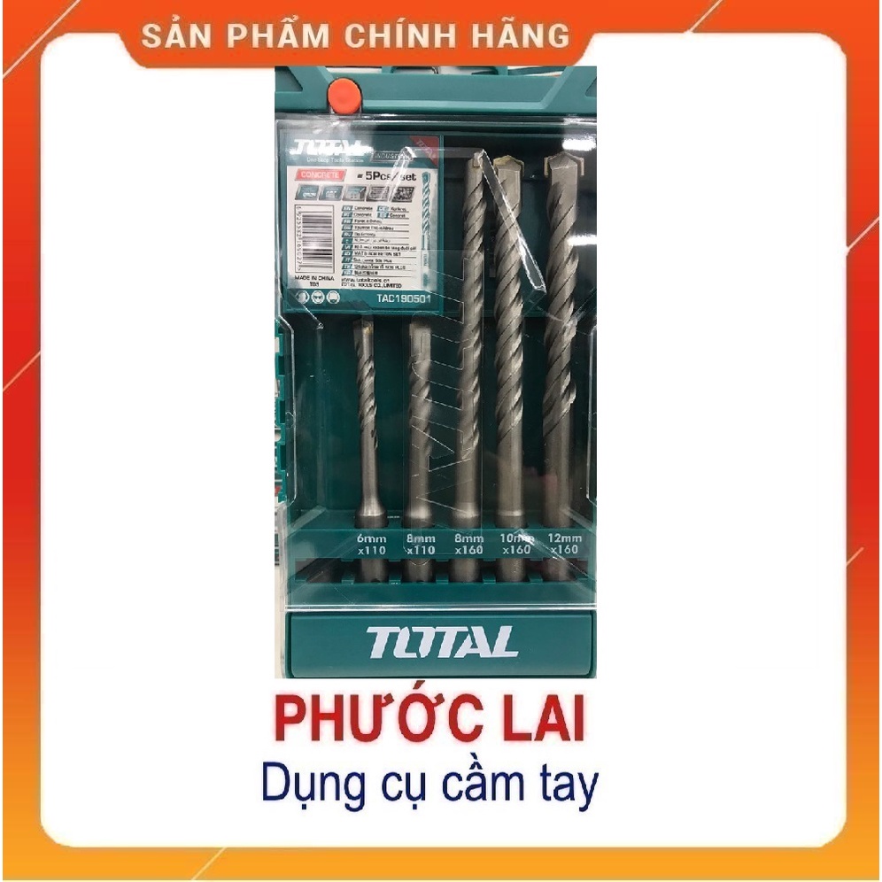 Bộ mũi khoan bê tông đầu gài SDS 5 chi tiết Total TAC190501 | Shopee ...