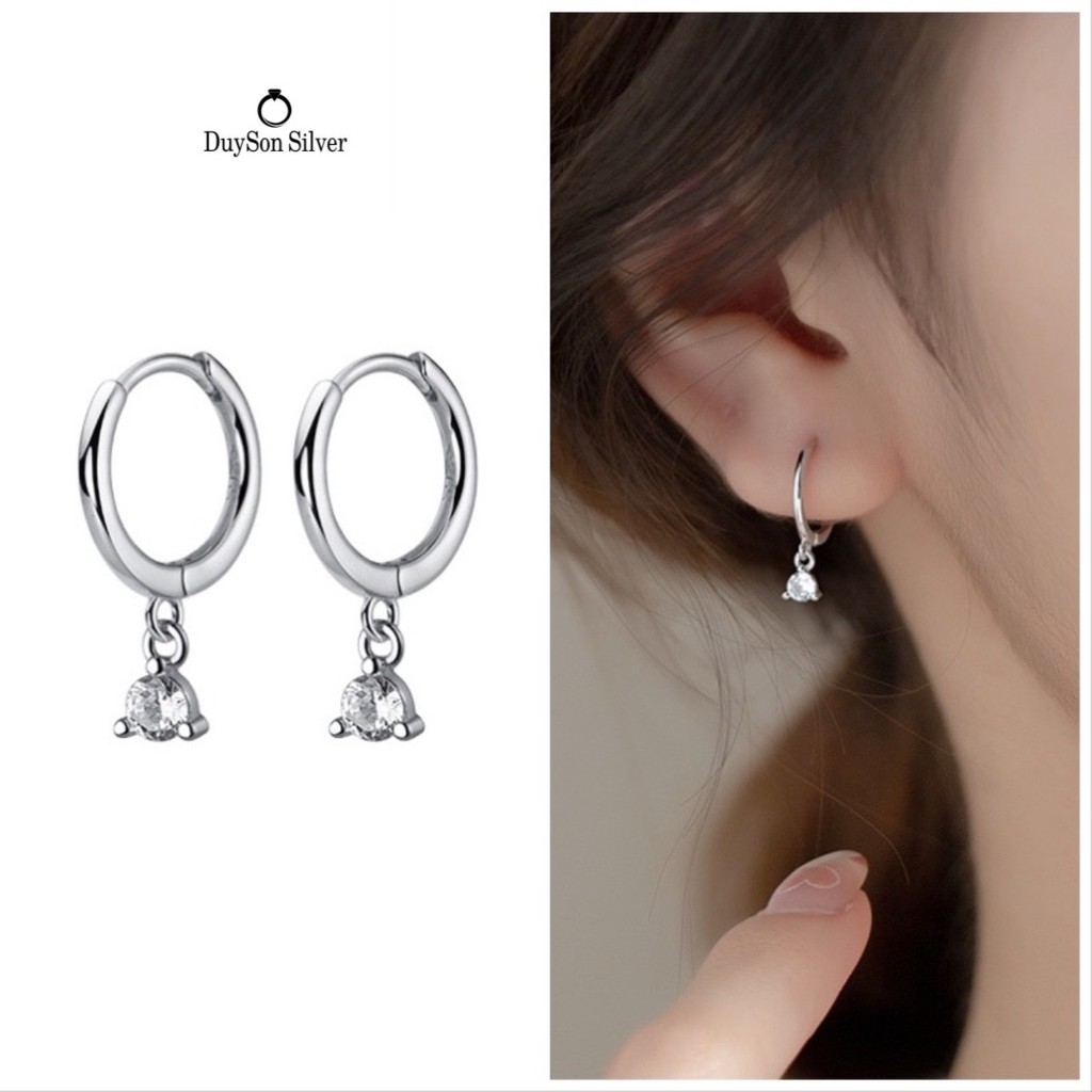 Khuyên tai tròn bạc Ý 925 mạ vàng cao cấp Bông tai bạc nữ vòng tròn ...
