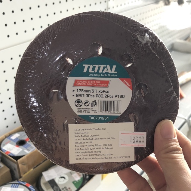 [HÀNG CHÍNH HÃNG MỚI 100%] BỘ 5 GIẤY NHÁM TRÒN 125MM TOTAL TAC731251 ...
