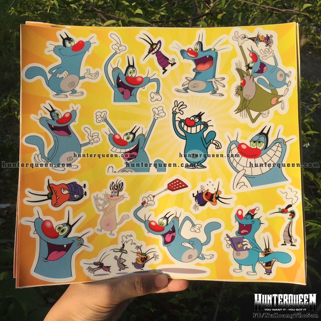 Bộ logo Oggy. Hình dán chống nước, sticker sắc nét. Hoạt hình dễ thương ...
