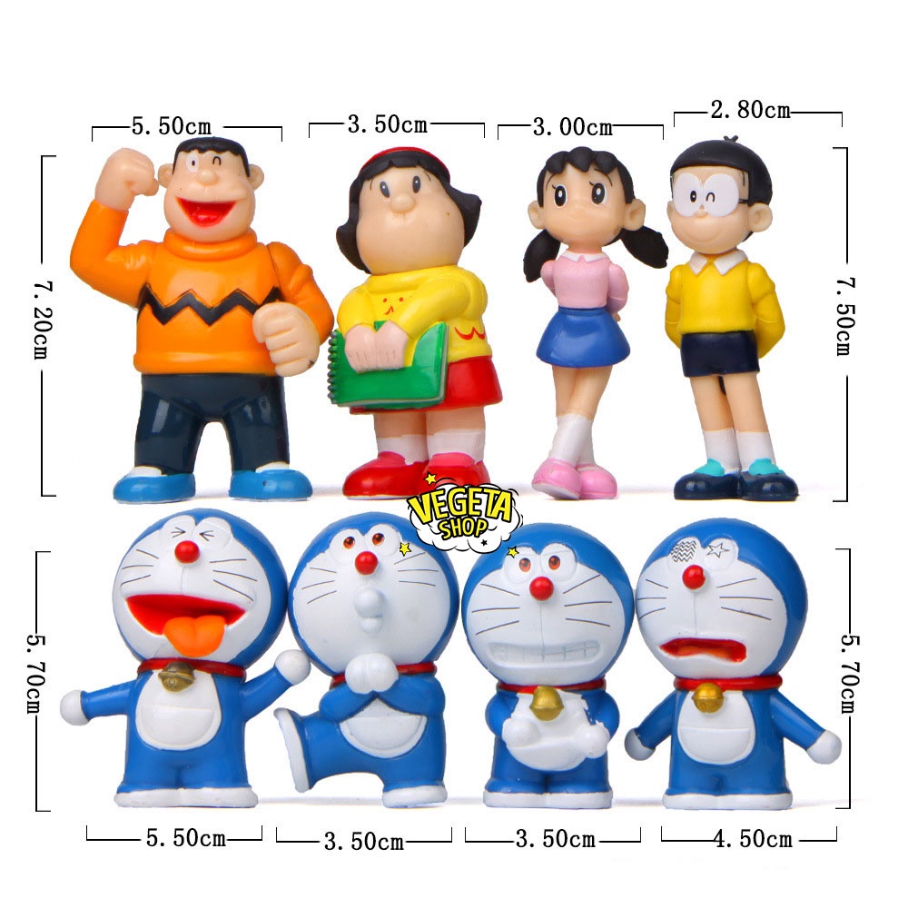 Mô hình Doraemon Doremon - Trọn bộ 8 Mô hình: Nobita Shizuka Jaian ...