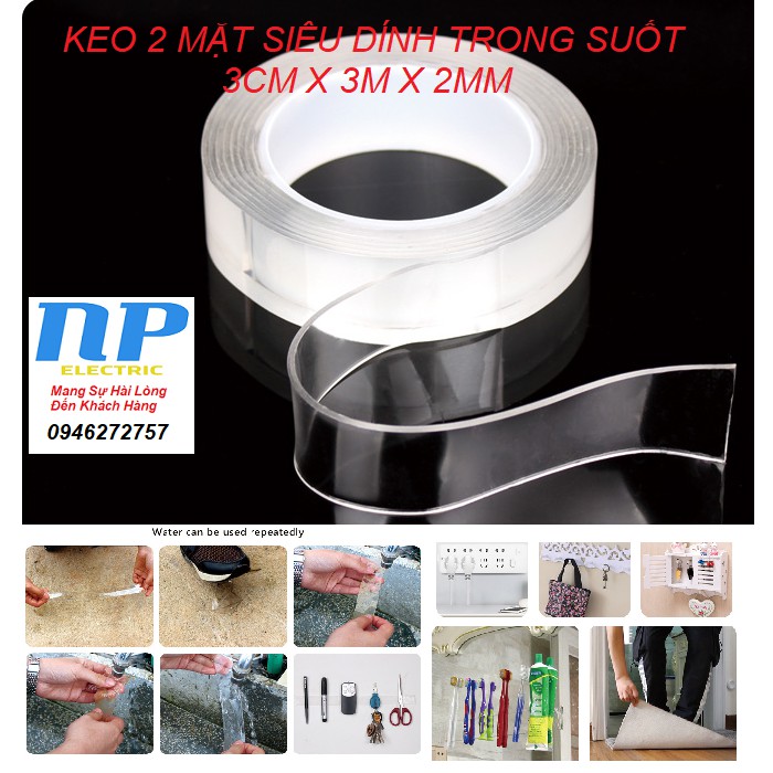 Băng keo 2 mặt siêu dính NANO 3M ĐỘ DÀY VƯỢT TRỘI dày 2mm( 3cm) | Shopee Việt Nam