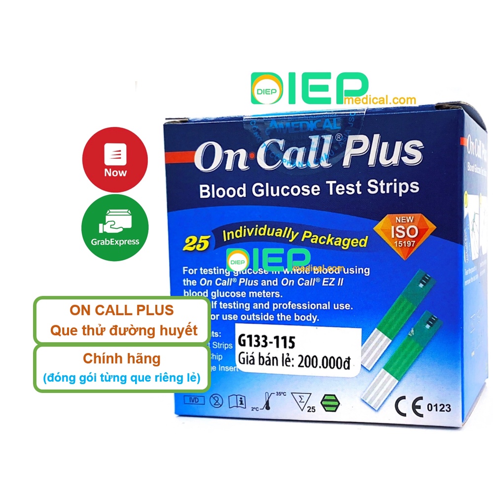 ON CALL PLUS 25 QUE (VỈ XÉ) HOẶC HỘP 50 QUE – Que thử đường huyết chính ...