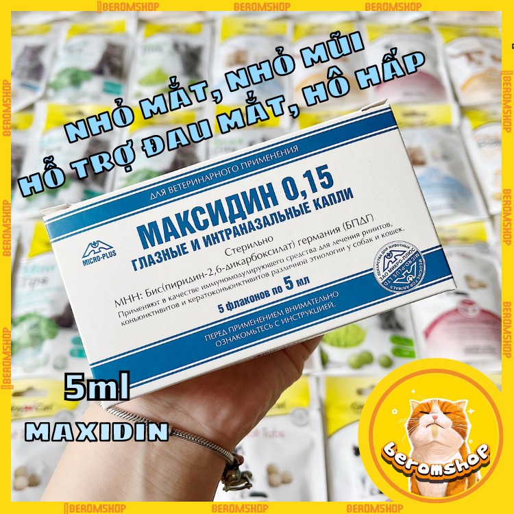 NHỎ MẮT MŨI MAXIDIN 0,15 05ML HỖ TRỢ MẮT, HÔ HẤP, SỔ MŨI CHO CHÓ, MÈO ...