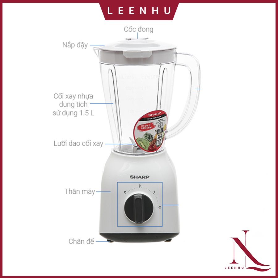 Máy xay sinh tố dung tích 1,5 lít Sharp EM-S154PV-WH - Hàng chính hãng | Shopee Việt Nam