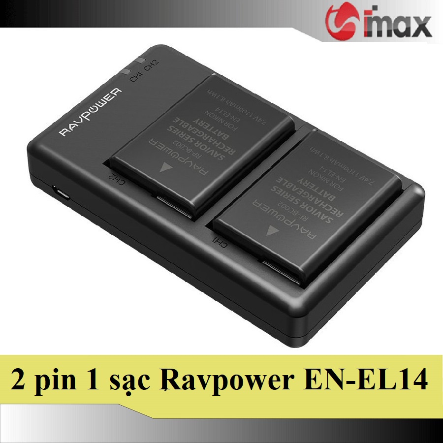 Bộ 2 pin 1 sạc máy ảnh Ravpower cho Nikon EN-EL14 | Shopee Việt Nam
