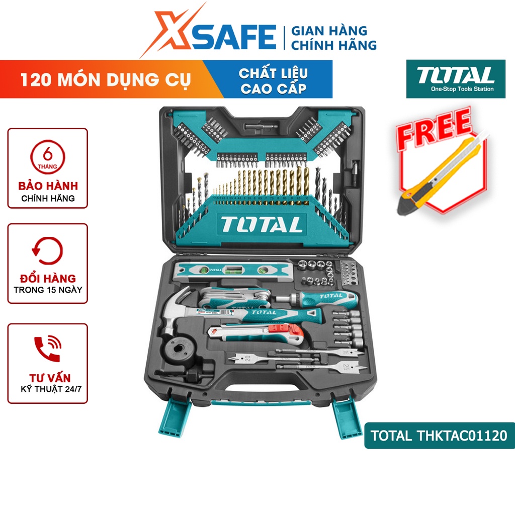Bộ đồ nghề 120 chi tiết TOTAL THKTAC01120 hợp kim cứng cáp, phủ lớp chống gỉ sét, bền chịu nhiệt ...