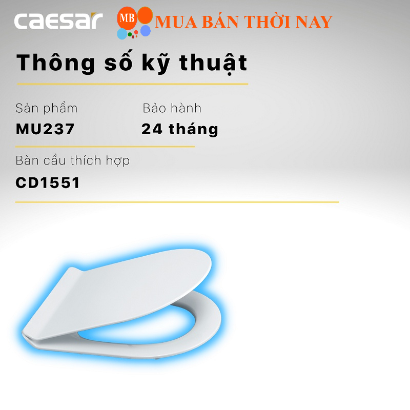 Nắp bồn cầu đóng êm Caesar MU237, Cam kết chính hãng | Shopee Việt Nam