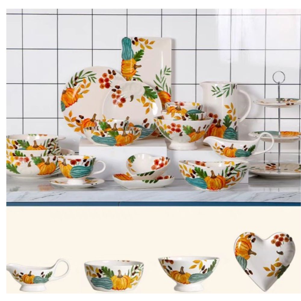 Bộ Bát Đĩa Sứ Bí Ngô, Bộ Bàn Ăn Phong Cách Châu Âu | Shopee Việt Nam