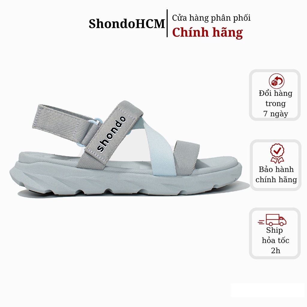 Giày sandal Shondo F6 sport đế xám phối quai xanh da trời F6S2030 ...