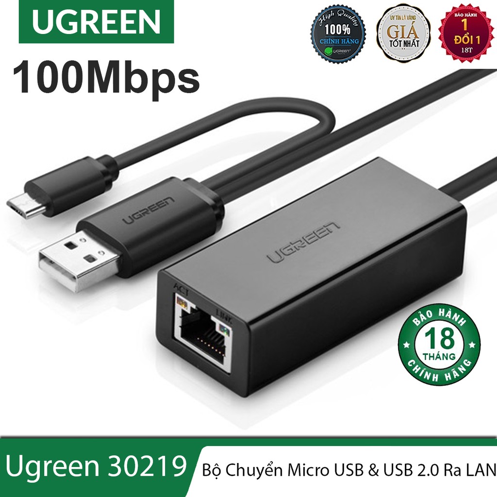 Dây cáp chuyển cổng USB 2.0 và cổng Micro USB ra cổng LAN cao cấp ...
