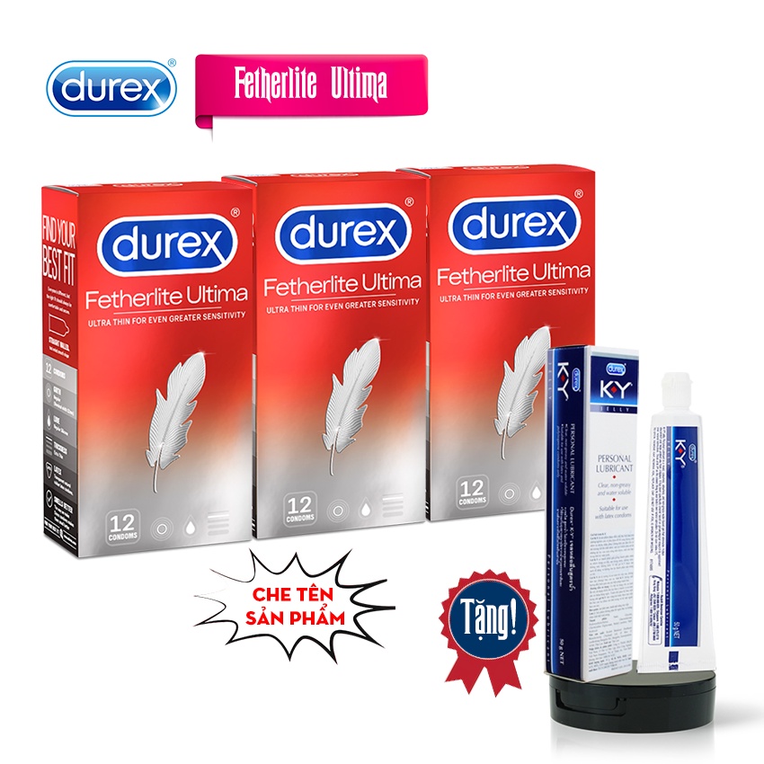 [Tặng Gel K.Y] Bộ 3 Hộp Bao Cao Su Durex Fetherlite Ultima (Hộp 12c ...