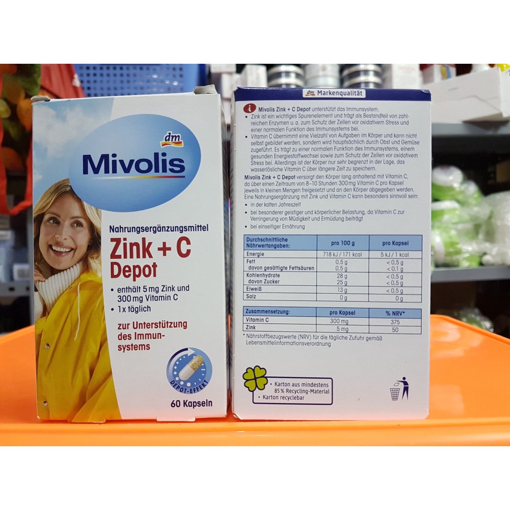 Viên uống Mivolis Zink C Depot hộp 60 viên của Đức | Shopee Việt Nam