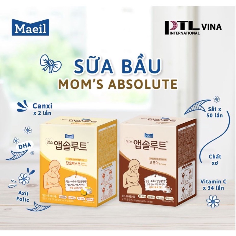 Sữa Bột MAEIL Mom’s Absolute Hàn Quốc, Bổ Sung Dưỡng Chất Thiết Yếu Cho Mẹ Bầu (10 Gói x 20g ...