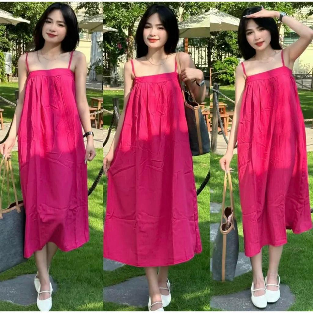 (đủ size từ 70kg-100kg)Váy bầu,đầm bầu hai dây chất đũi gân cực mát,có 7 màu | Shopee Việt Nam