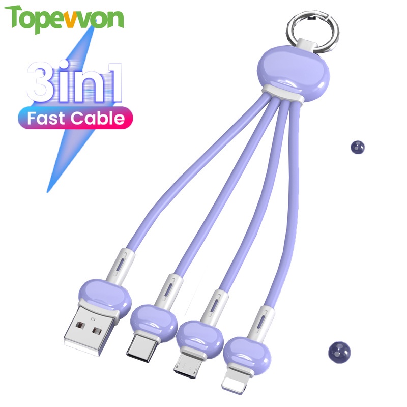 Cáp sạc nhanh Topewon 3 trong 1 Cáp USB Micro Type C Dây sạc cho Iphone ...