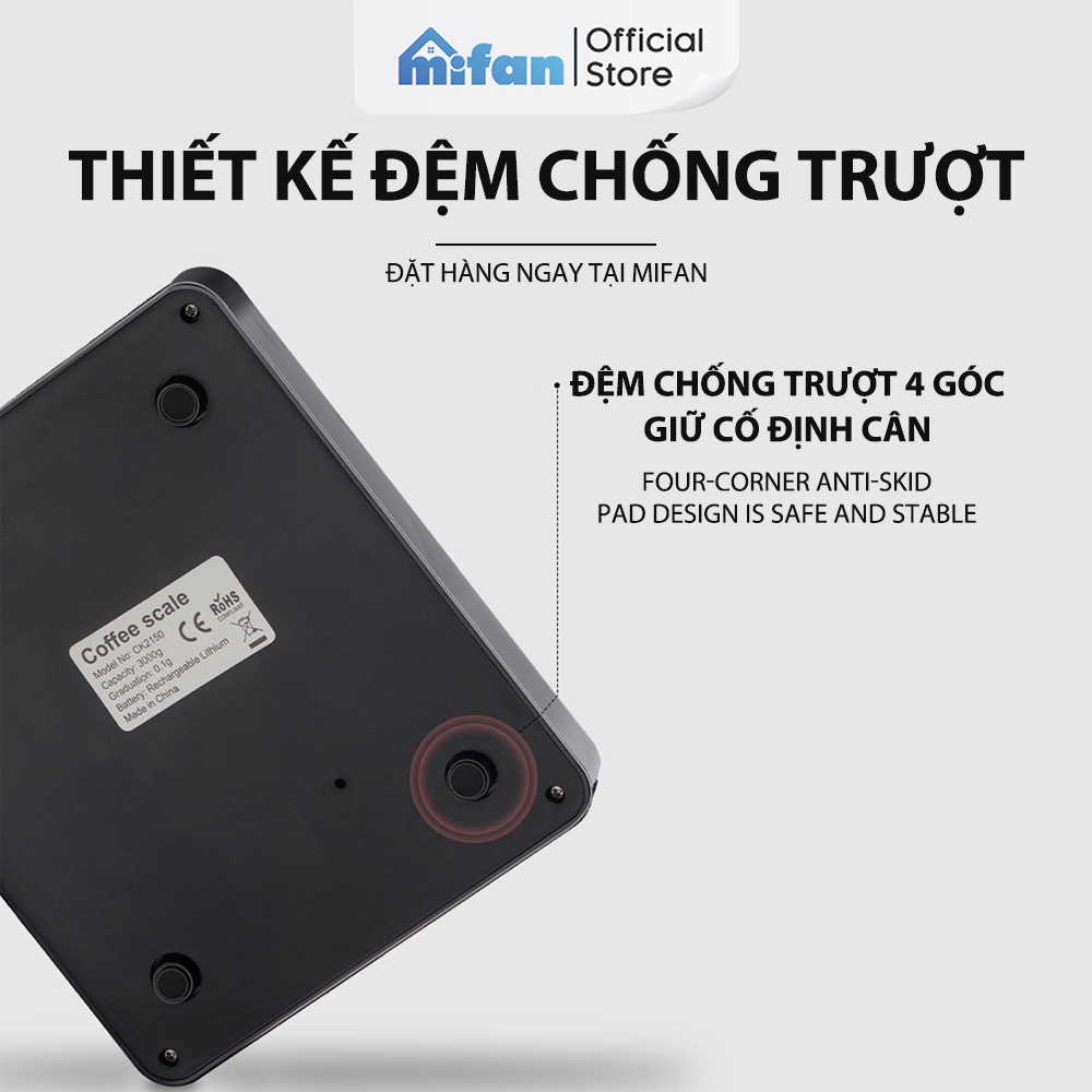 Cân Điện Tử Mini Pha Cà Phê MIFAN Coffee Scale 0.1g - 3kg - Có đồng hồ ...