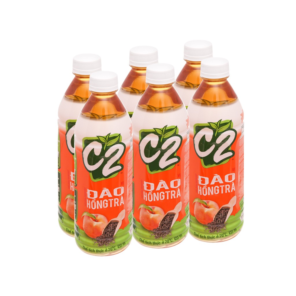 Lốc 6 chai C2 vị hồng trà đào 455ml | Shopee Việt Nam