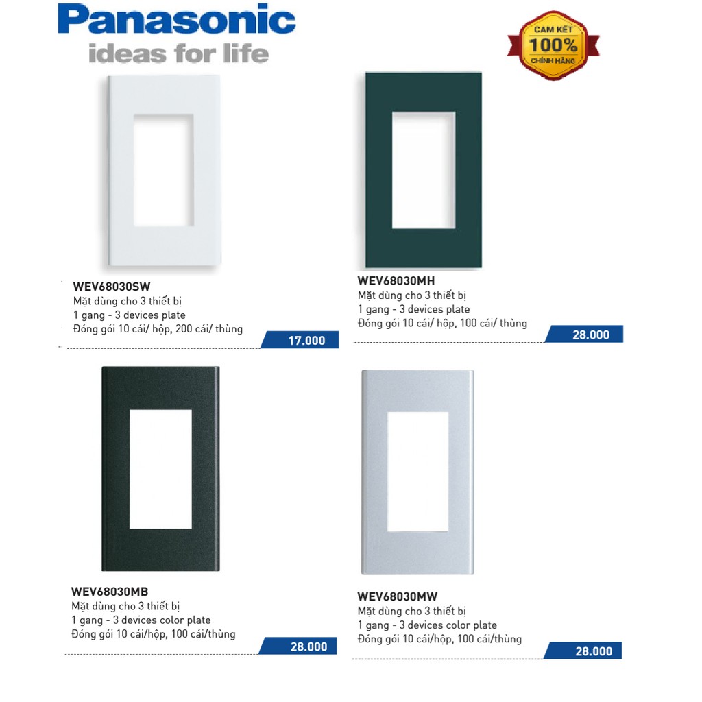 Mặt Dòng Wide Series Cho 3 Thiết Bị Panasonic - WEV68030SW, WEV68030MH ...