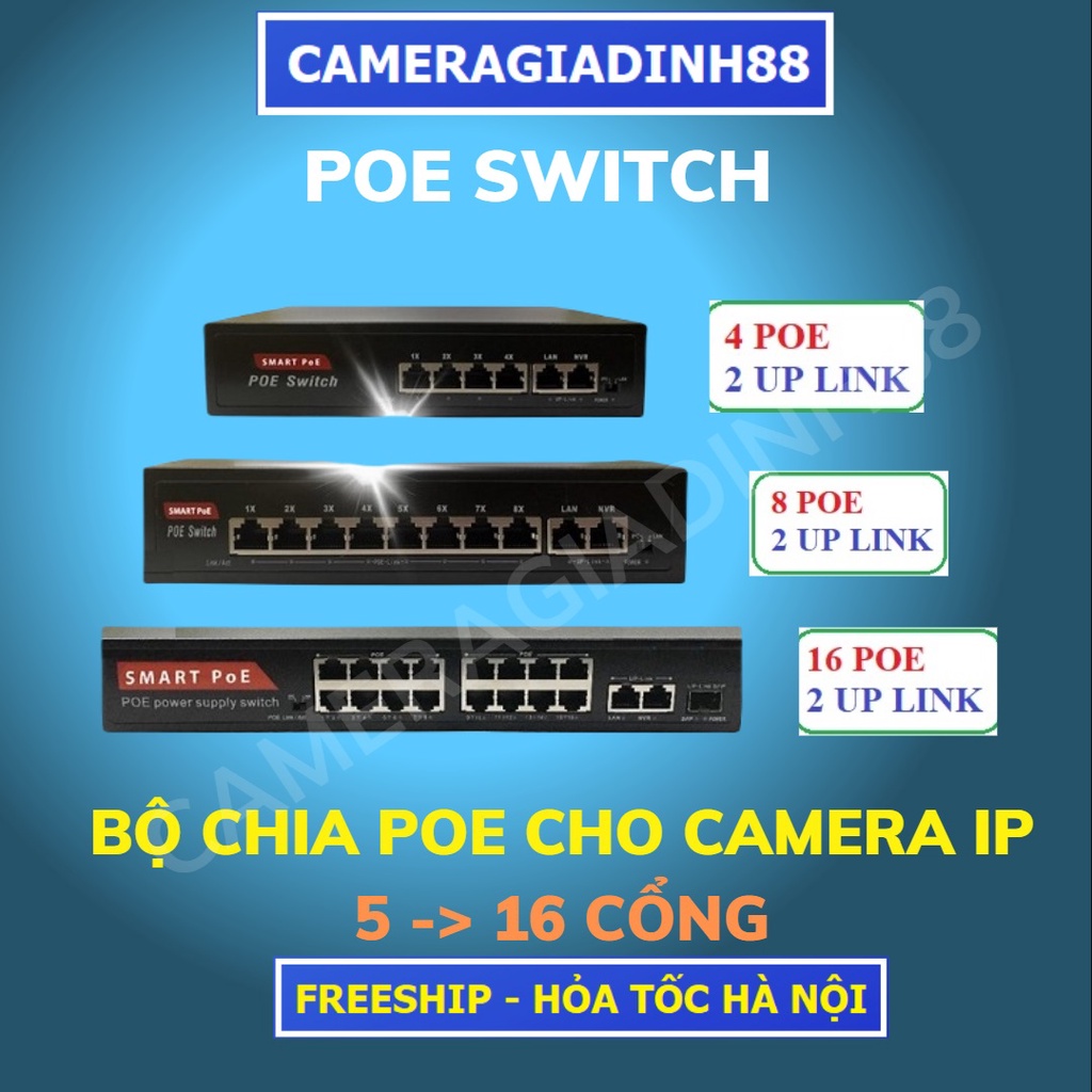 Bộ Chia POE Smart Switch [4 - 8 - 16] + 2 Cổng (Port ) Up Link 48V Cho ...