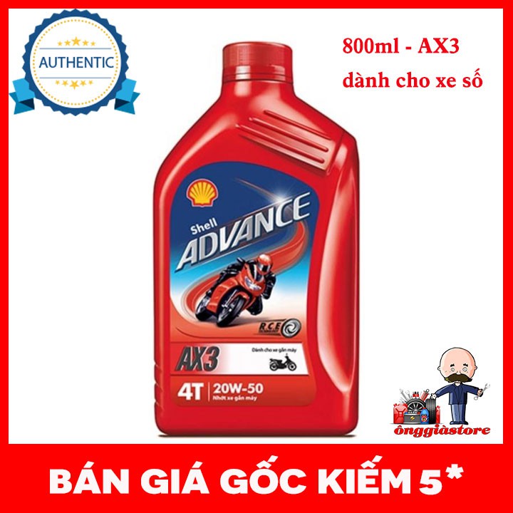 Nhớt Shell Advance AX3 màu đỏ 800ml dành cho xe số - PT20 | Shopee Việt Nam