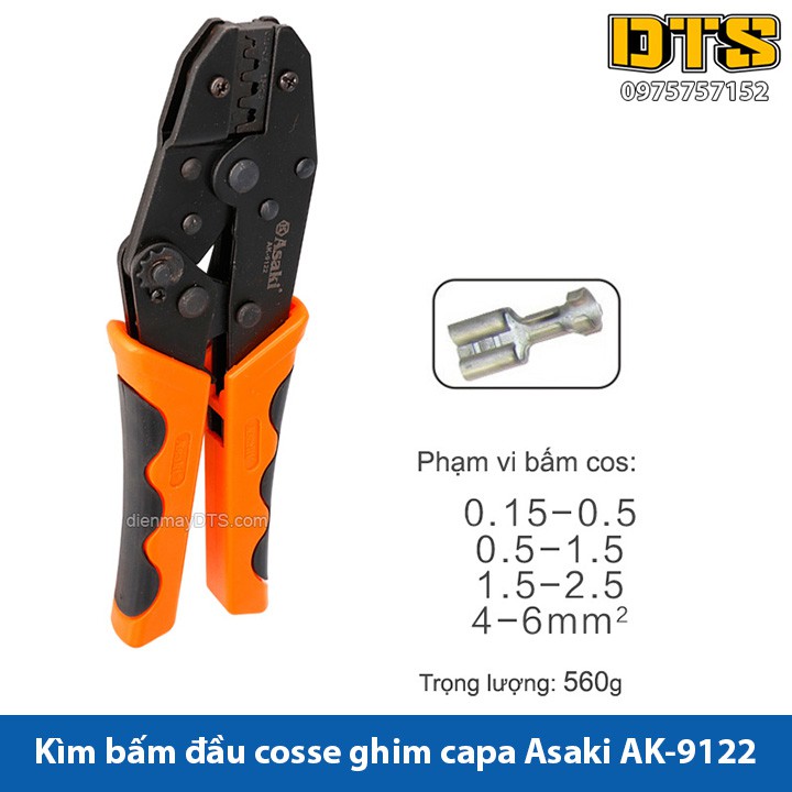 Kìm bấm cos ghim capa Asaki AK-9122 0.15 ~ 6mm2 - Kềm bấm cốt ghim capa ...