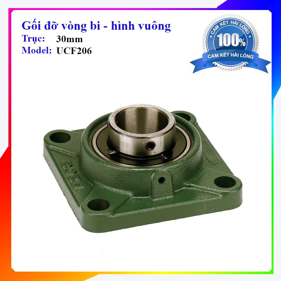 Gối đỡ Vòng bi trục 30mm, Gối đỡ hình vuông trục 30 dùng cho động cơ, mô tơ, gối đỡ UCF206 ...