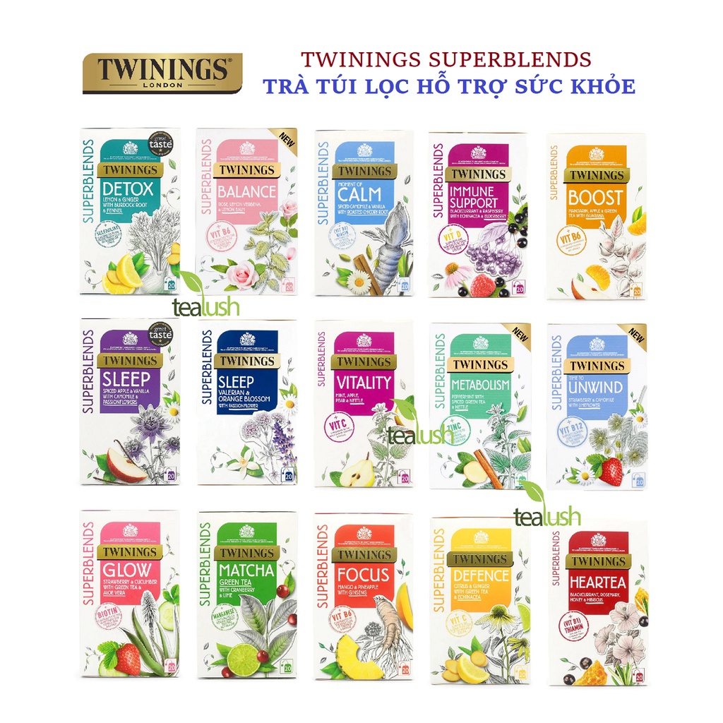 Trà Twinings Superblends (hàng Anh) tăng đề kháng, ngủ ngon, detox, tiêu hóa, đẹp da | Shopee ...