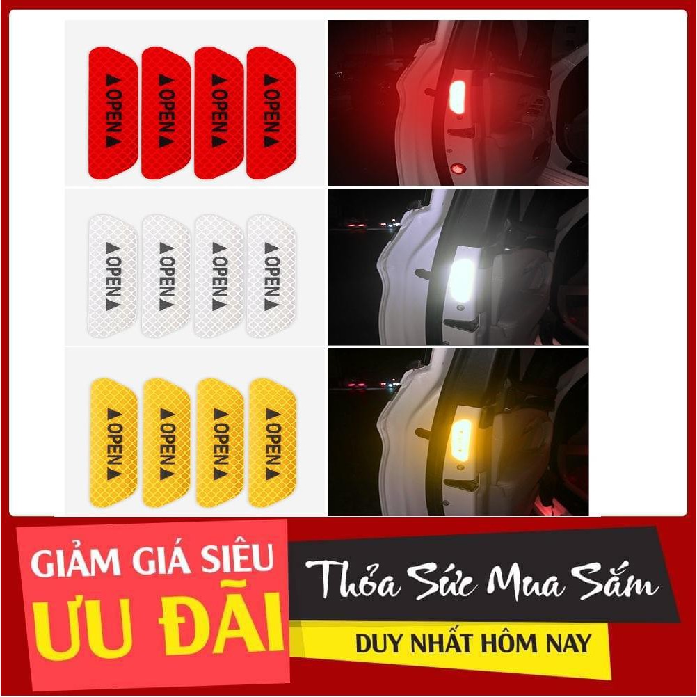 Bộ 4 Miếng Decal Phản Quang Dán Cánh Cửa Ô Tô OPEN Cao Cấp AZONE ...