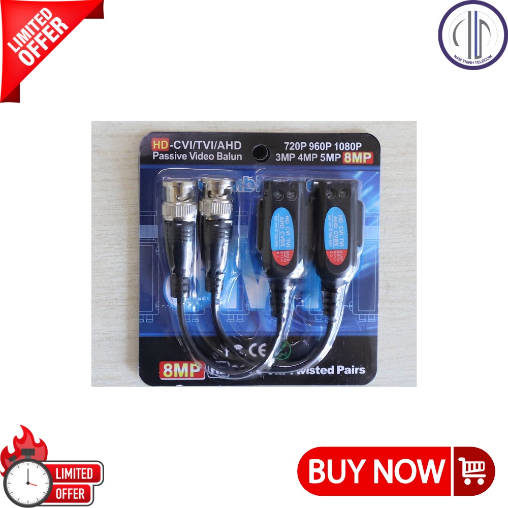 Balun camera jack video balun cho camera chống nhiễu 1080p 2mp 5mp 8mp ...